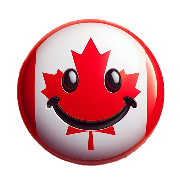 Canada. Canadian Emoji. Smiling Inside A Canadian Maple Leaf. Printed ...